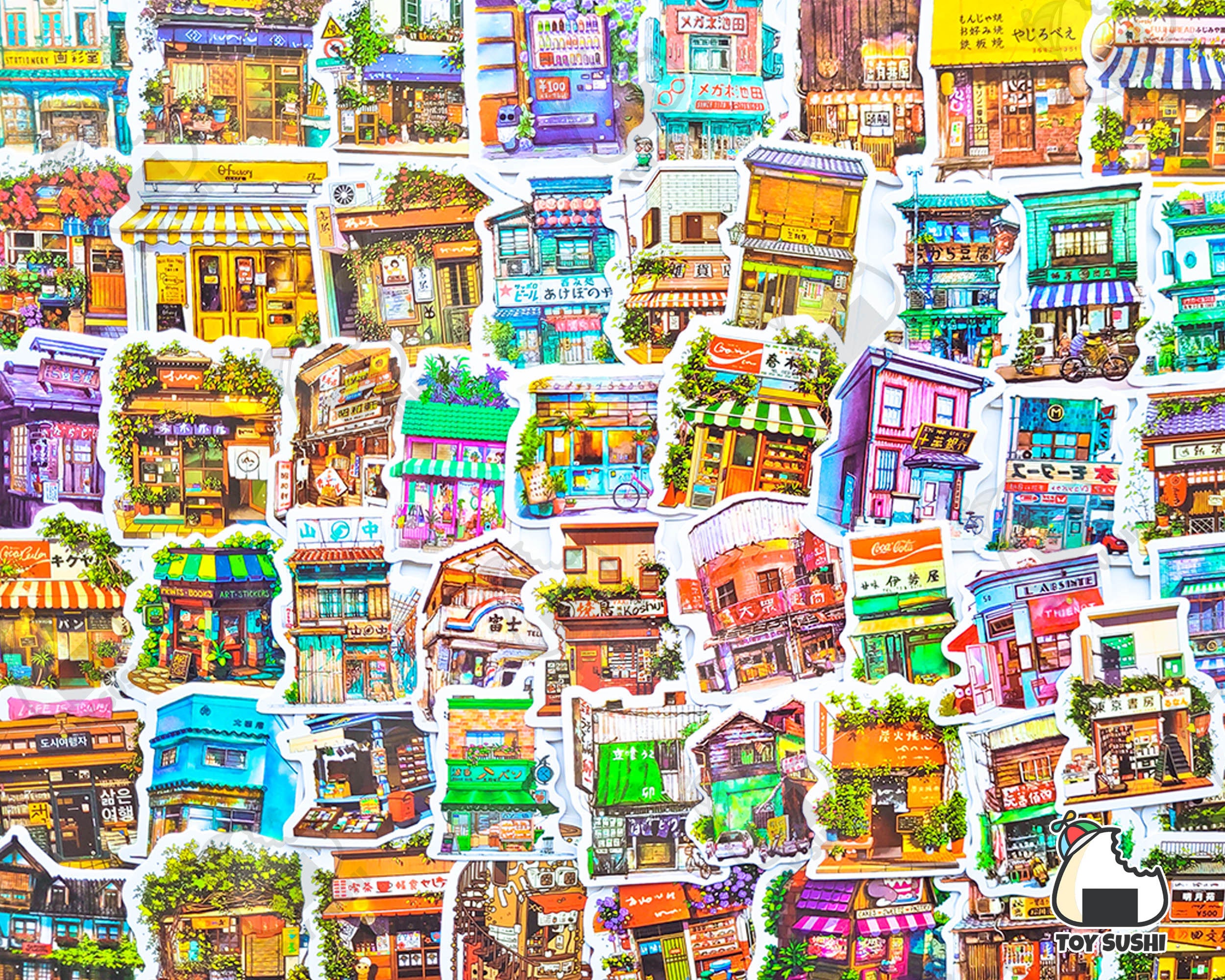 50 Pcs "japanese Shops" Sticker Pack | Japan Shop Sign | Lucky Cat ...