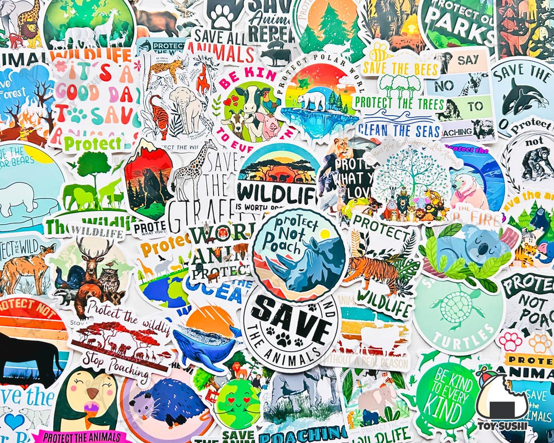 50 Pcs "save the Animals" Sticker Pack | Save the Earth | Animal Rescue ...