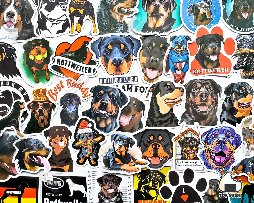 50 Pcs "rottweiler" Sticker Pack | Puppy Stickers | Rottweiler Phone ...