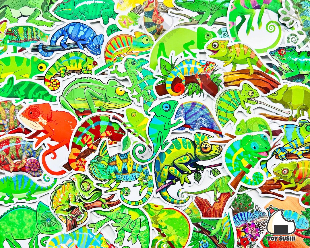 50 Pcs "chameleon" Sticker Pack | Dragon Reptile | Retile Decor ...