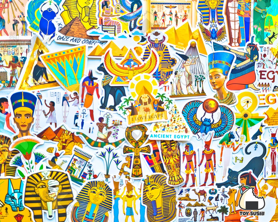 50 Pcs "ancient Egypt" Sticker Pack | Pyramid | Egypt Statue | Ankh ...