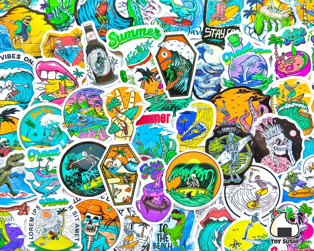 50 Pcs "chill Surfing" Sticker Pack | Gift for Him | Gift for Her ...