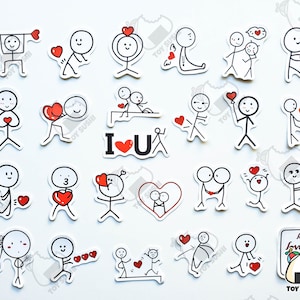50 Pcs "stick Figure" Sticker Pack | Valentines | Car Decal | Couples ...