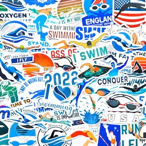50 Pcs "swimming" Sticker Pack | Swimsuit | Swimmer | Swimwear ...