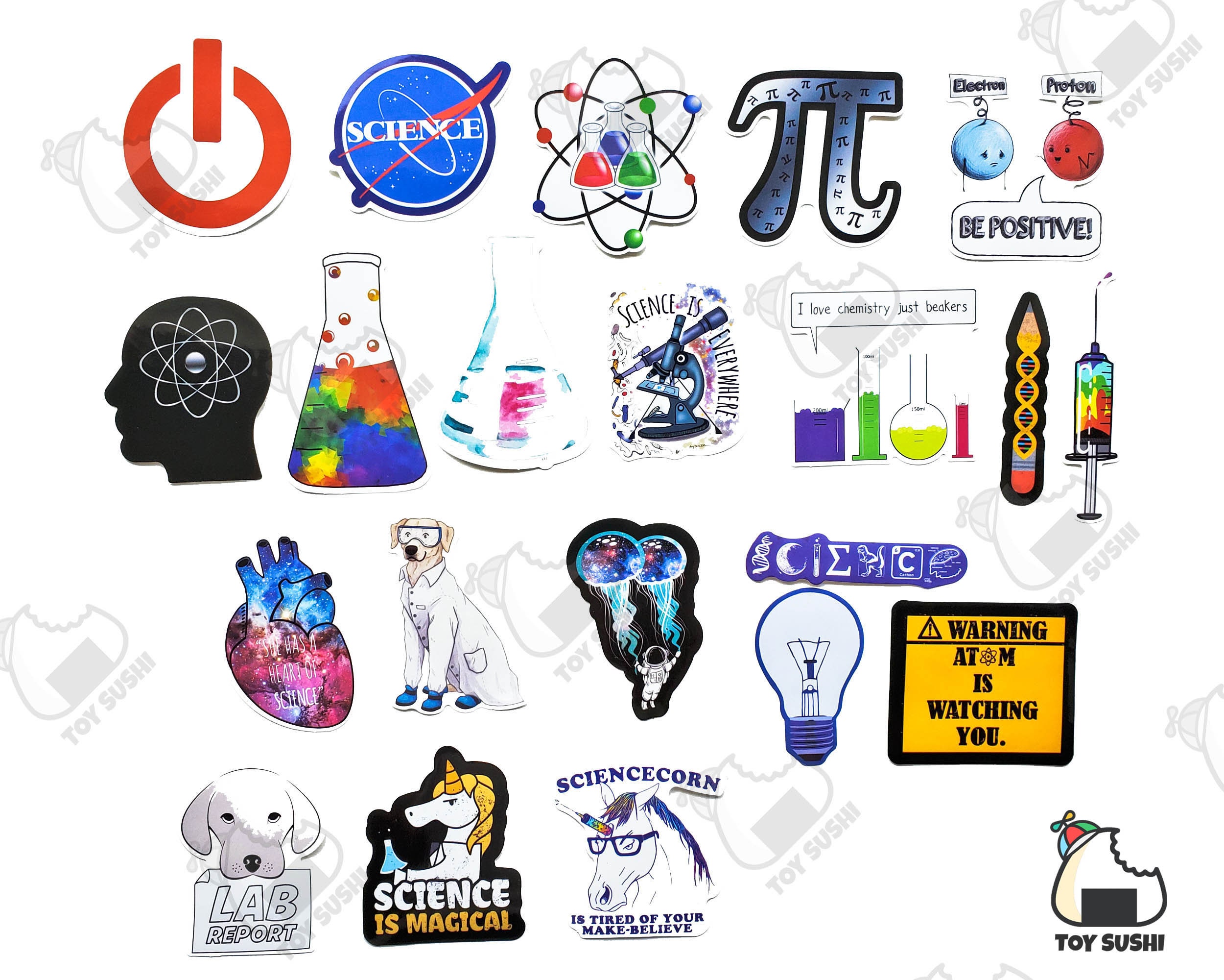 50 Pcs "science" Stickers Pack | Chemistry Gift | Science Party ...