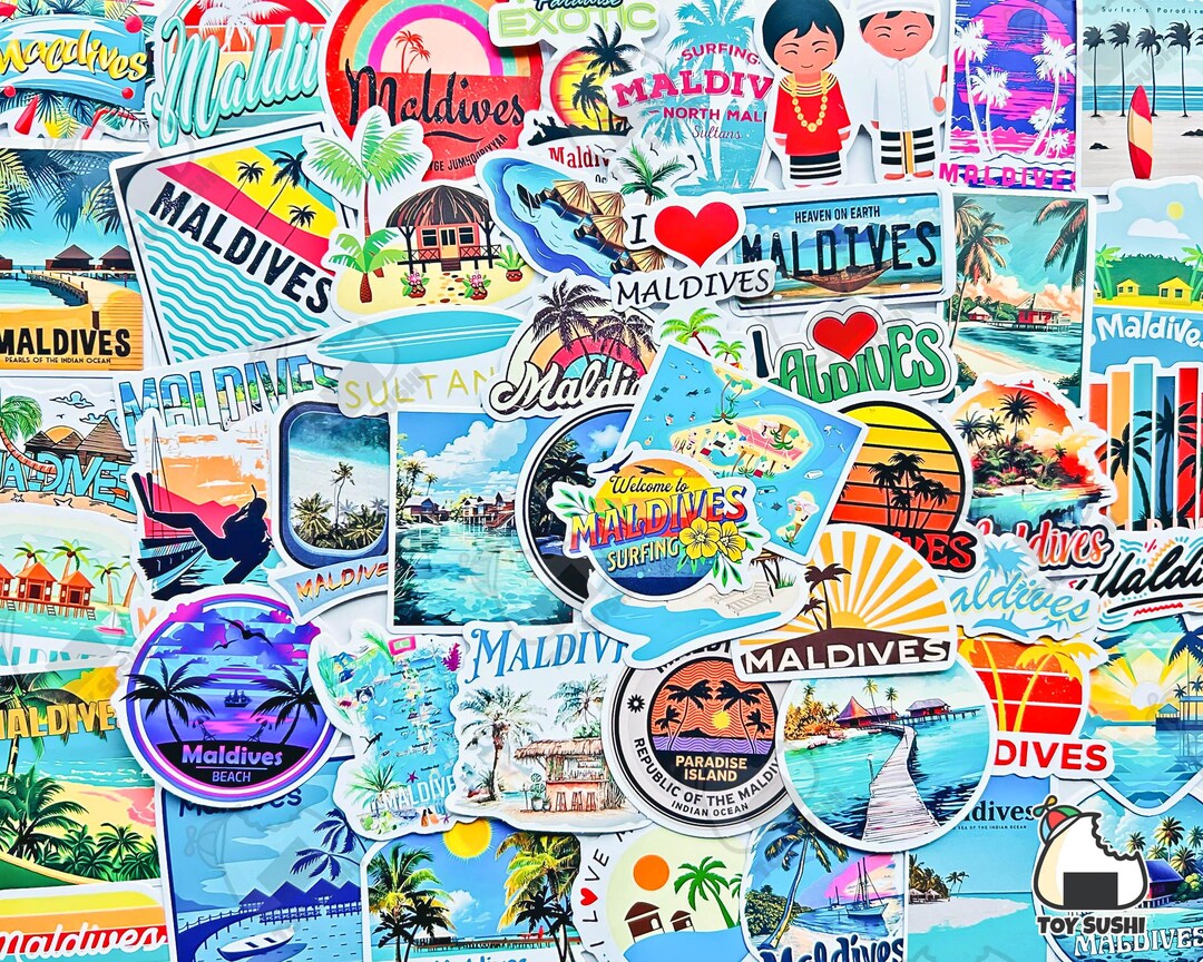 50 Pcs "maldives" Sticker Pack | Boarding Pass Journal | Tropical Wall ...