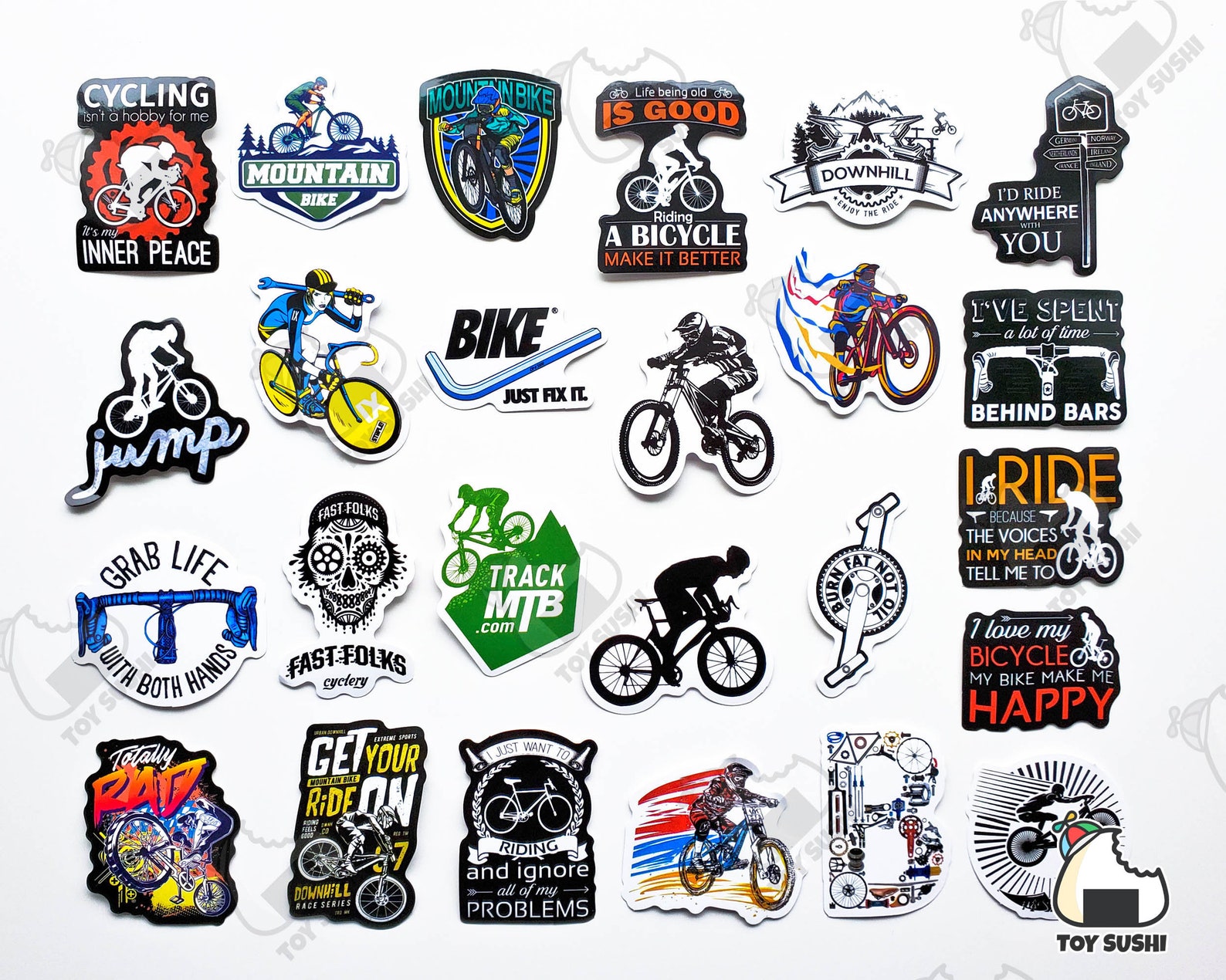 50 Pcs bicycle Sticker Pack Bike Gift for Him Gift for Her Cycling ...