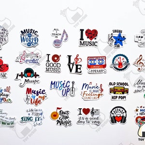 50 Pcs "i Love Music" Sticker Pack | Music Stickers | Music Gifts ...