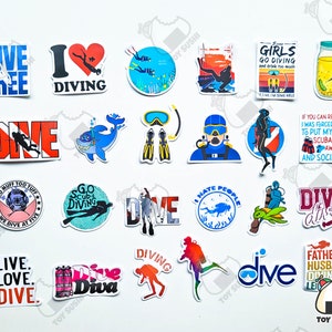 50 Pcs "scuba Dive" Sticker Pack | Diving |swimming Suit | Ocean ...
