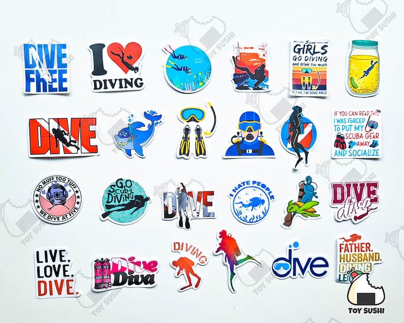 50 Pcs scuba Dive Sticker Pack Diving swimming - Etsy