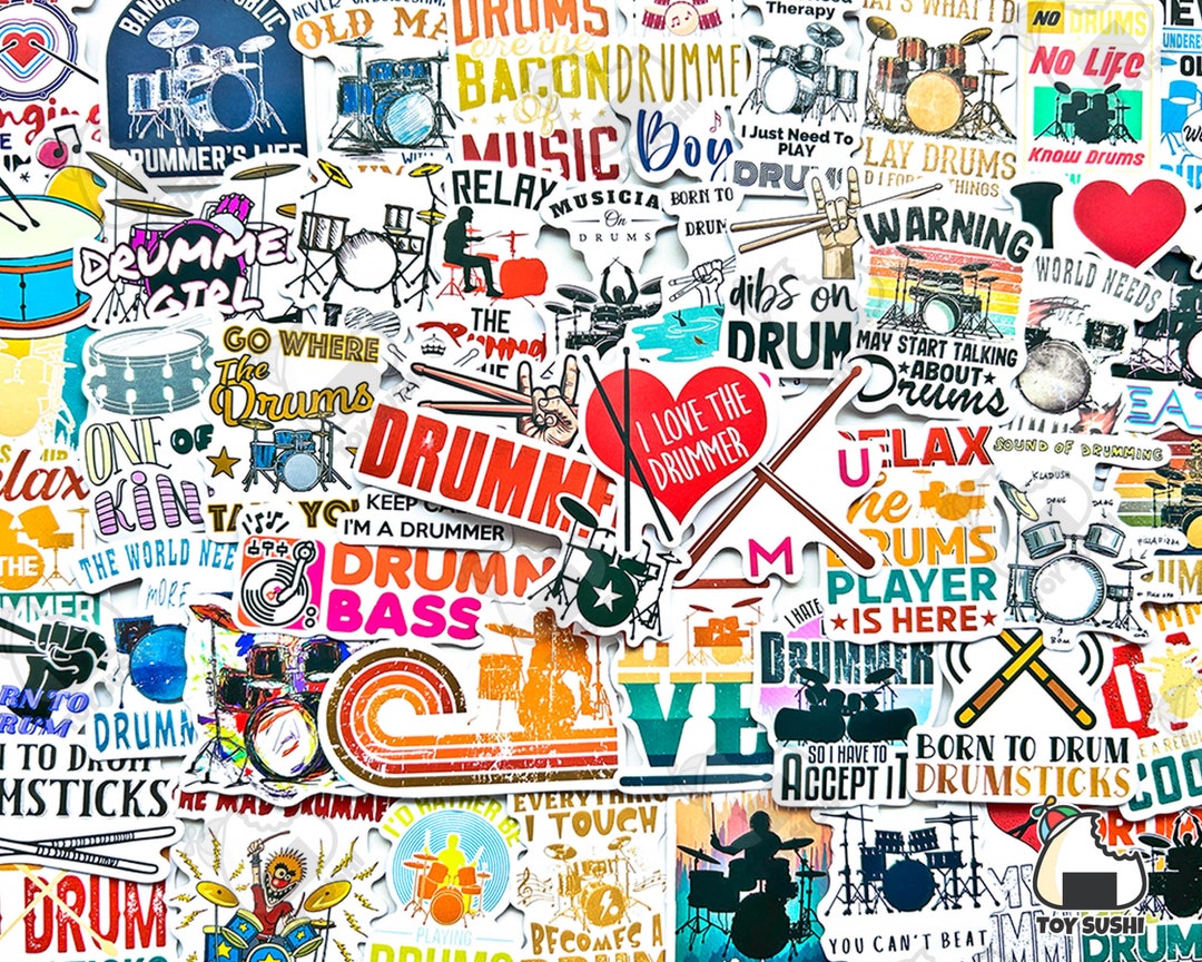 50 Pcs "drummer" Sticker Pack | Drum | Drummer Gifts | Music Lover Gift ...