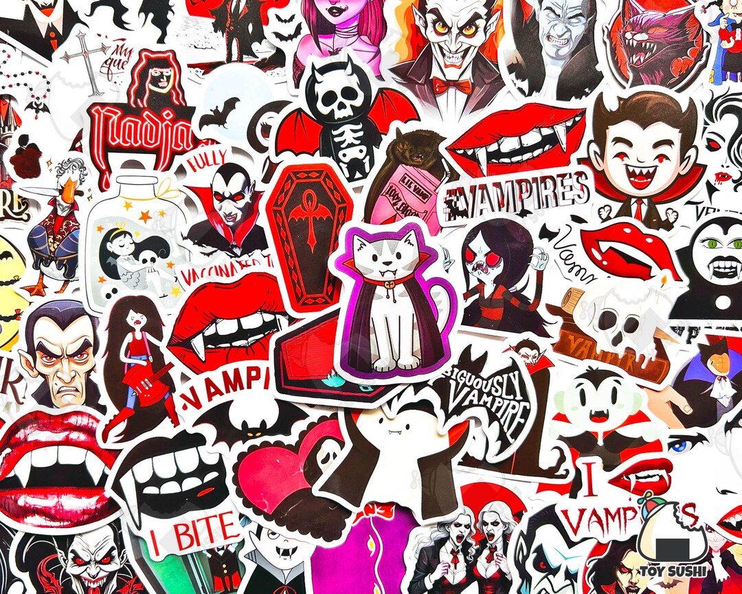 50 Pcs "vampire" Vinyl Stickers Pack – Waterproof Matte Gothic Decal ...