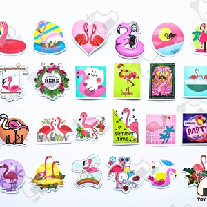 50 Pcs "flamingo" Sticker Pack | Tropical | Pink Flamingo Decor Gifts ...