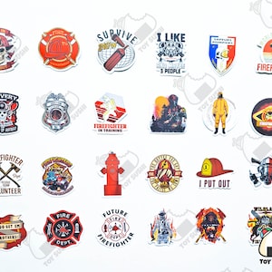 50 Pcs fire Fighter Sticker Pack Firefighter Gift Fire Truck First ...