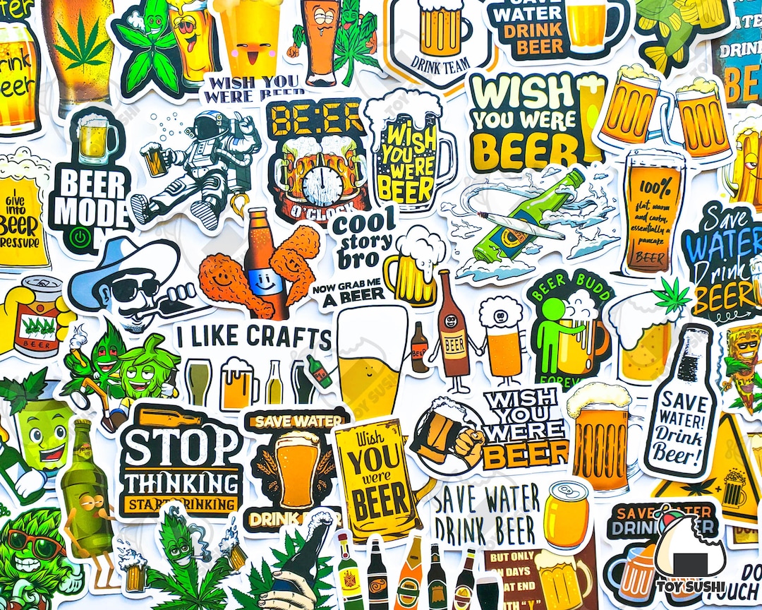 50 Pcs "beer" Sticker Pack | Beer Lover Gift | Alcohol Bottles | Craft ...