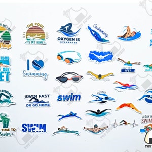 50 Pcs "swimming" Sticker Pack | Swimsuit | Swimmer | Swimwear ...