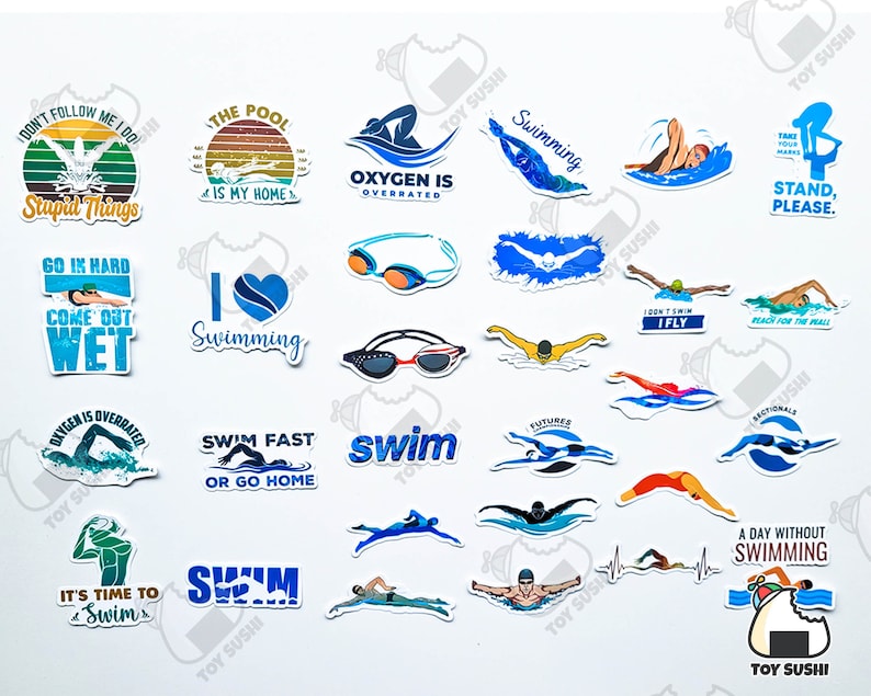 50 Pcs swimming Sticker Pack Swimsuit Swimmer Swimwear swimming Pools ...
