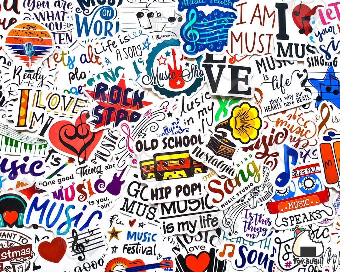 50 Pcs "i Love Music" Sticker Pack | Music Stickers | Music Gifts ...