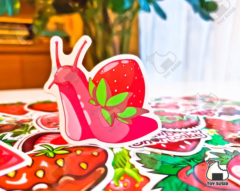 50 Pcs "strawberry" Sticker Pack | Kawaii Fruit | Pink | Chocolate ...