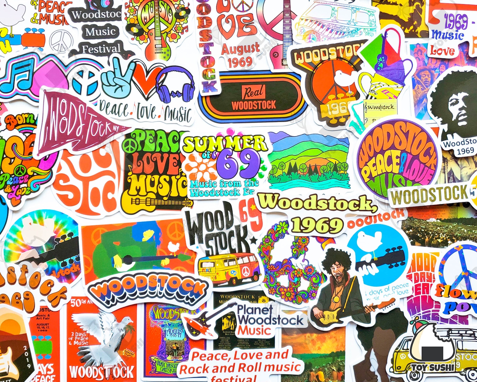 50 Pcs woodstock Concert Sticker Pack Peace - Etsy