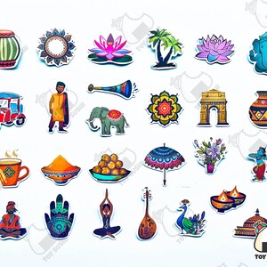 50 Pcs india Culture Sticker Pack Lotus Indian Elephant Vishnu ...