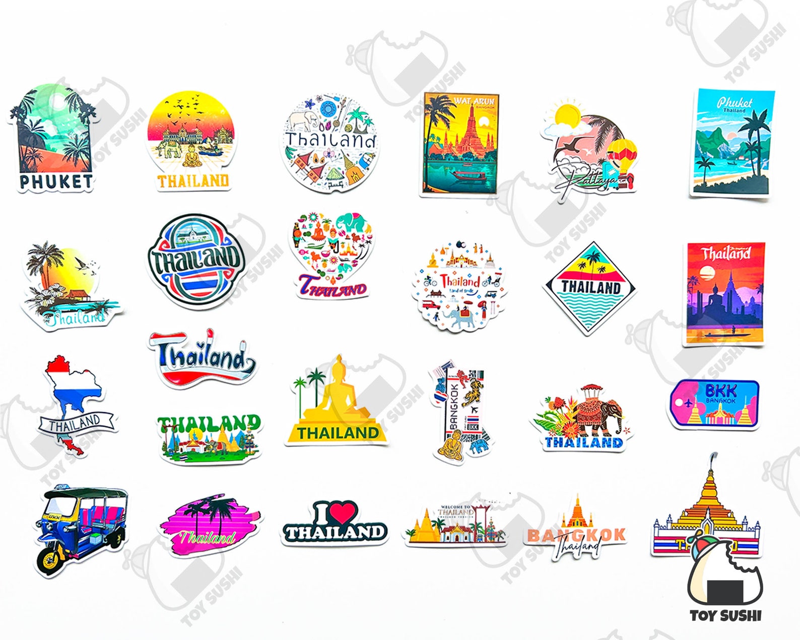 50 Pcs "thailand" Sticker Pack | I Love Thailand | Phuket | Tuk Tuk ...