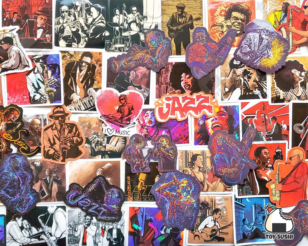 50 Pcs "jazz" Sticker Pack | Saxophone | Jazz Painting | Music Stickers ...