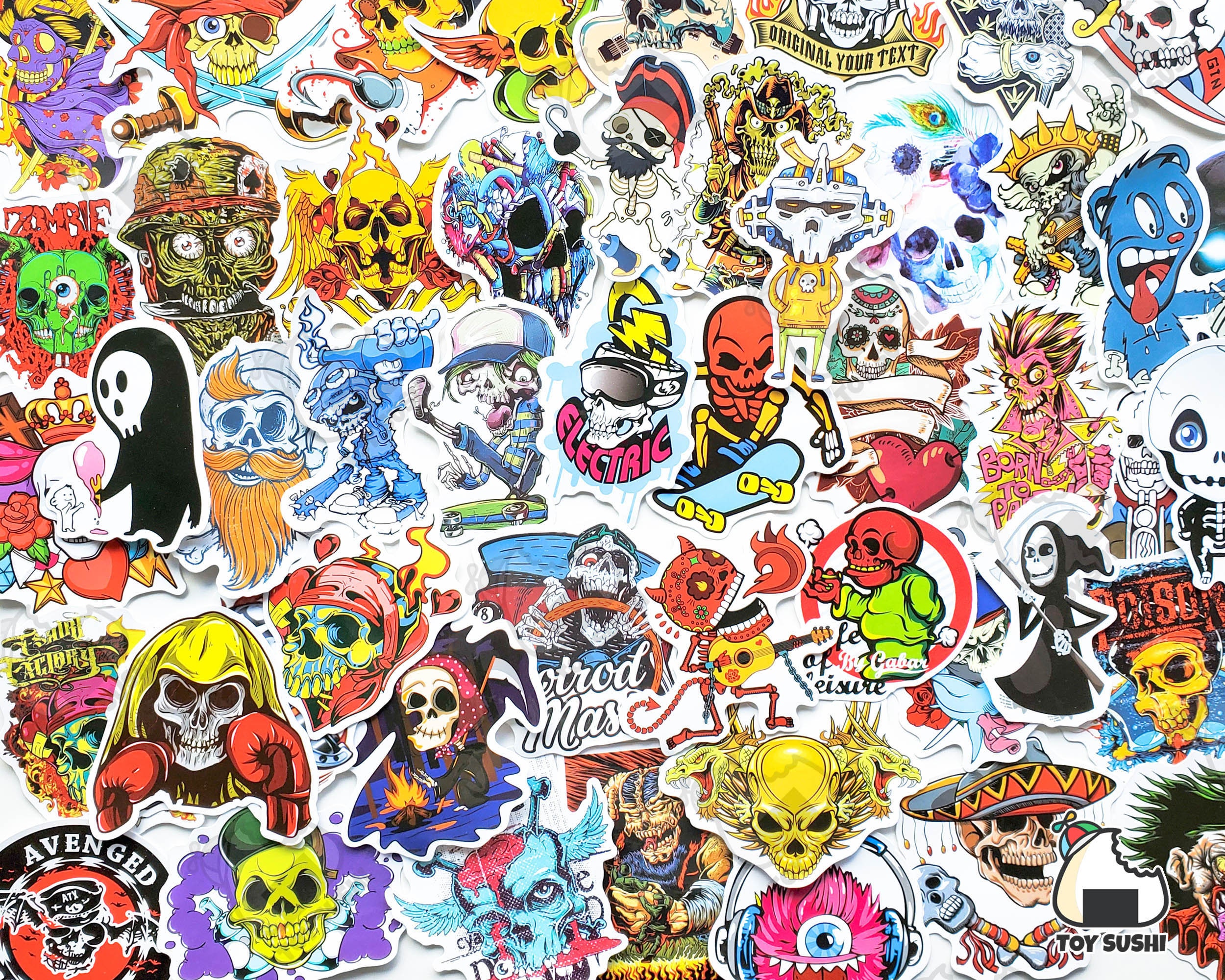 49 Pcs "skeleton & Skull" Sticker Pack | Horror Gifts | Gothic | Spooky ...