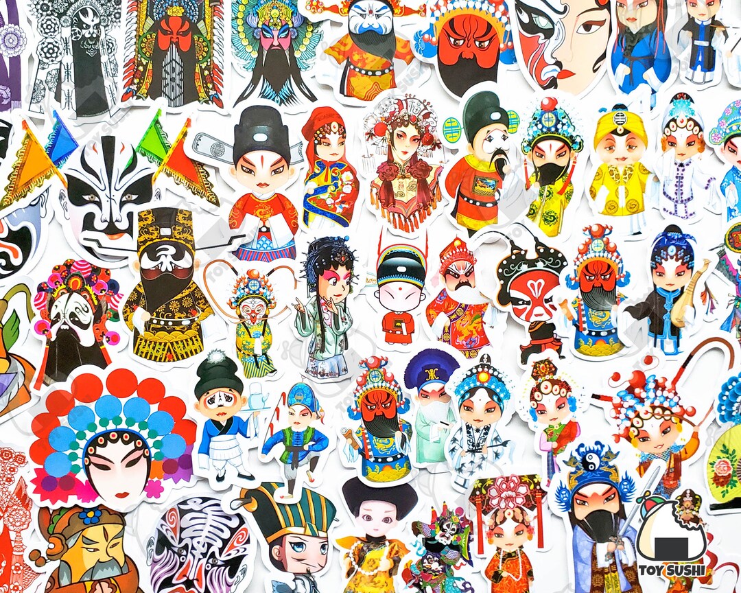 50 Pcs "chinese Opera" Sticker Pack | Chinese Culture | Asian Musical ...