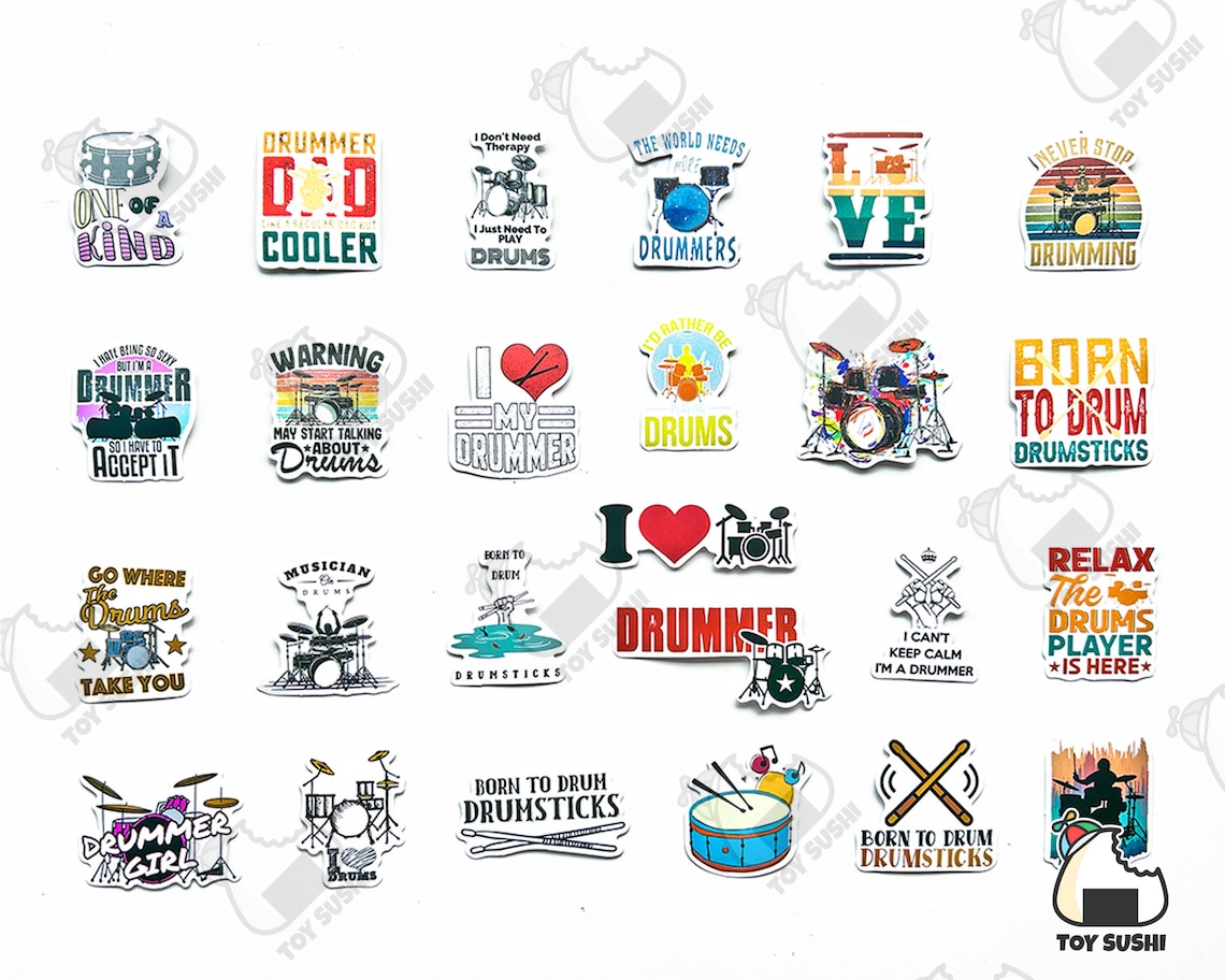50 Pcs "drummer" Sticker Pack | Drum | Drummer Gifts | Music Lover Gift ...