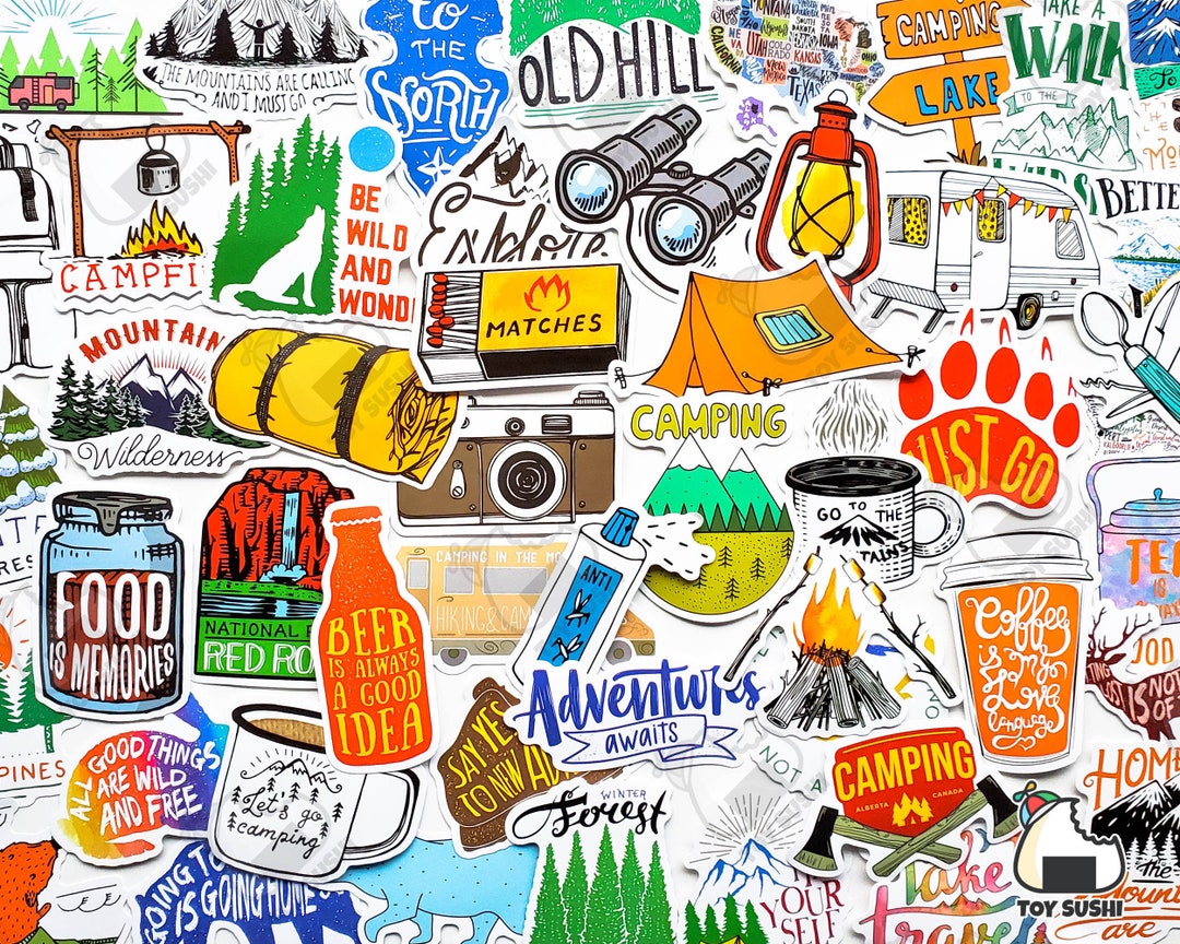 50 Pcs "camping Gear" Sticker Pack | Survival Gear | Hiking Gear ...
