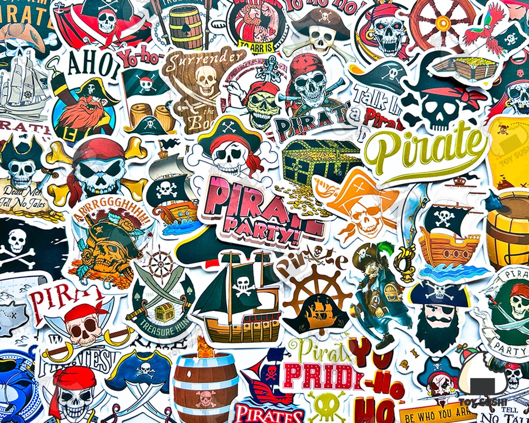 50 Pcs "pirates" Sticker Pack | Pirate Hat | Tricorn | Pirate Ship ...