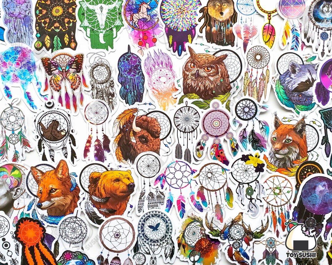 57 Pcs "dream Catcher" Sticker Pack | Wall Hanging | Ojibwe | Boho ...