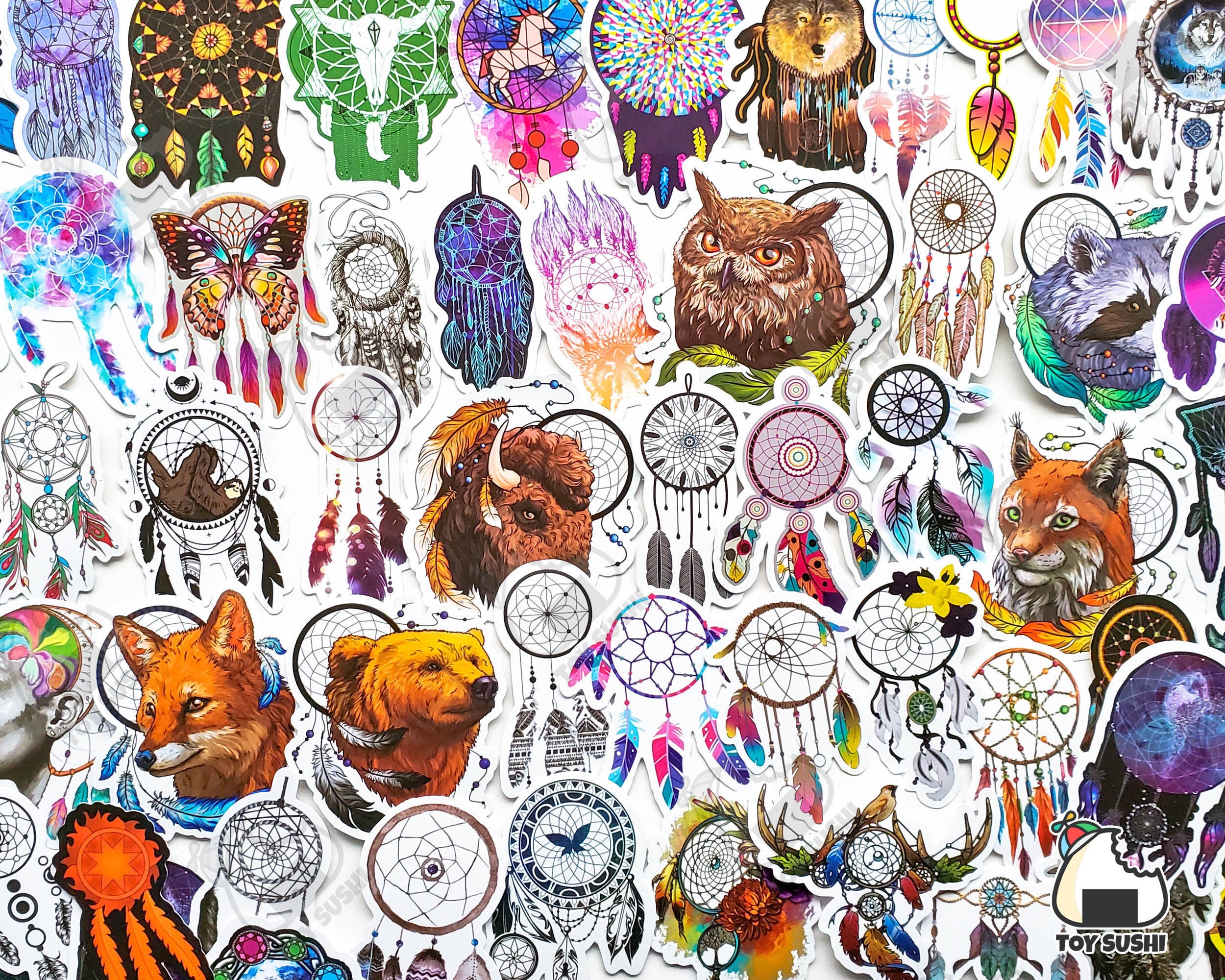 57 Pcs dream Catcher Sticker Pack Wall Hanging Ojibwe Boho Native ...