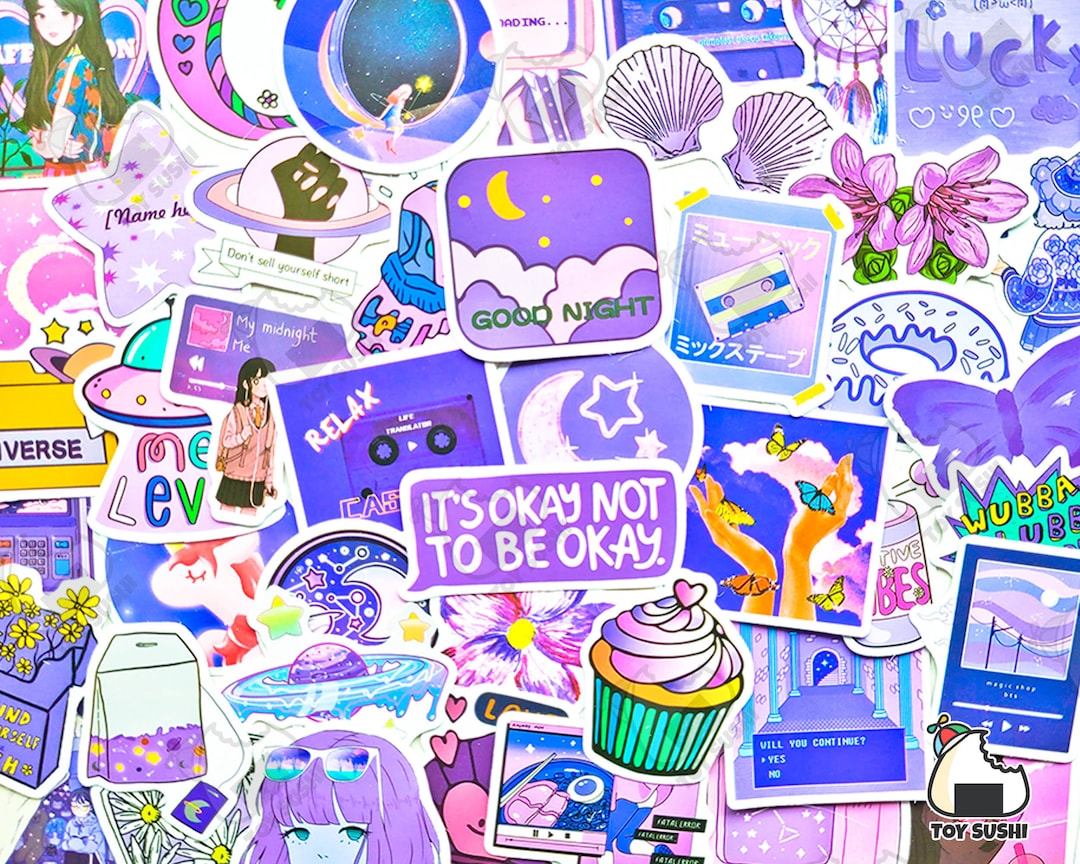 50 Pcs "purple" Sticker Pack | Vsco Stickers | Goodnotes Stickers ...