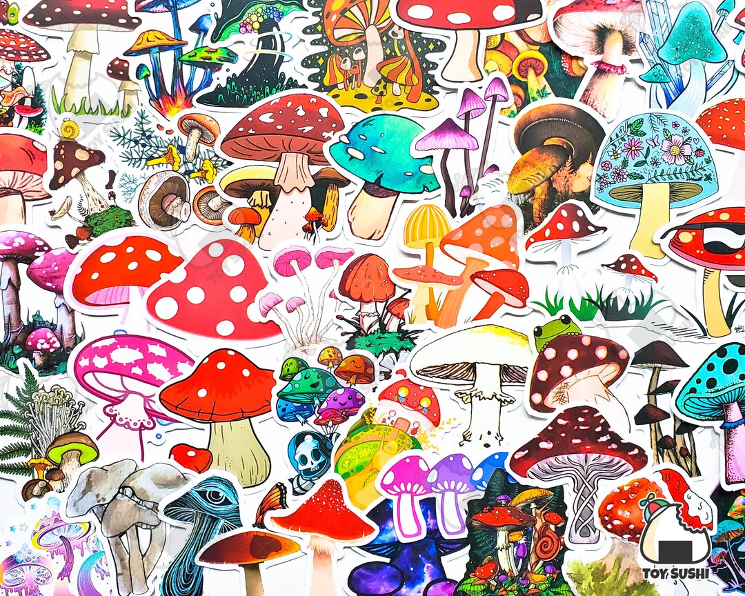 50 Pcs "mushroom" Sticker Pack | Green Forest | Felt Mushroom ...
