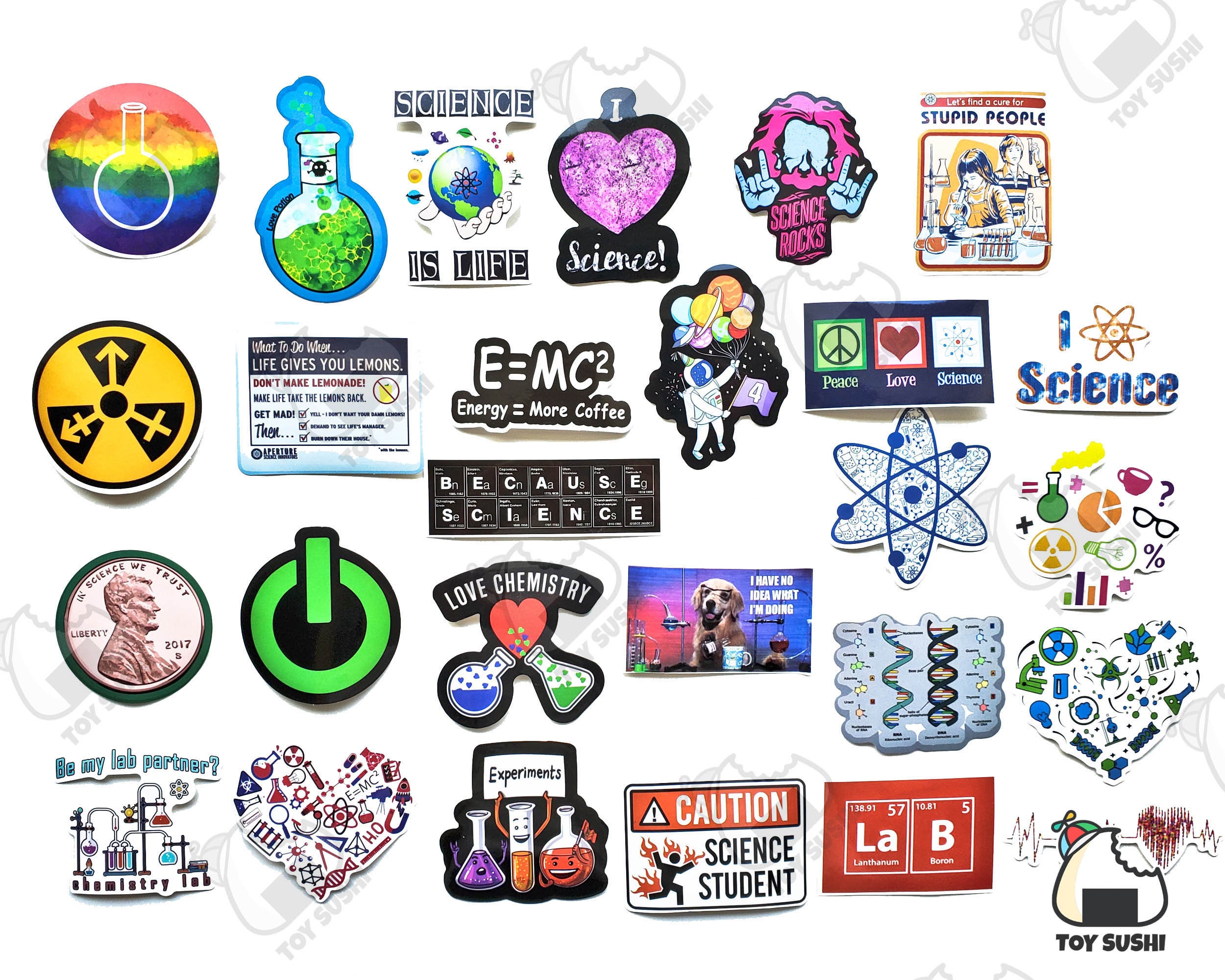 50 Pcs "science" Stickers Pack | Chemistry Gift | Science Party ...