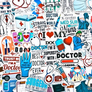 50 Pcs "doctor" Sticker Pack | Stethoscope | Doctor's Note | Healthcare ...