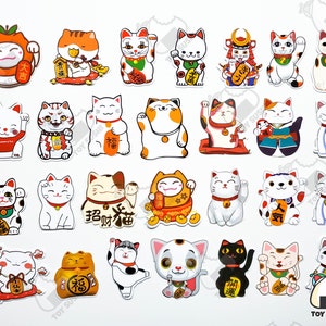 50 Pcs "lucky Cat" Sticker Pack | Maneki Neko | Fortune | Japanese Cat ...