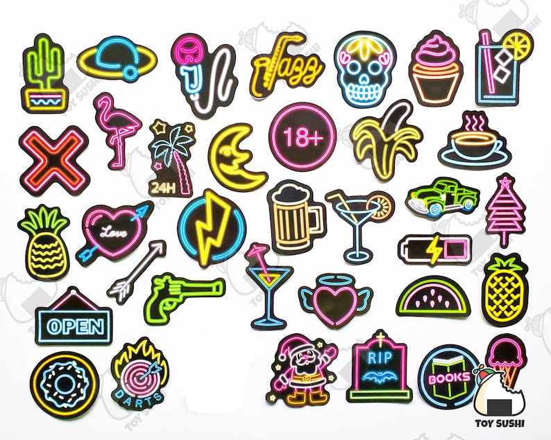 100 Pcs neon Sign Sticker Pack Sticker Bomb Adult Stickers Aesthetic ...