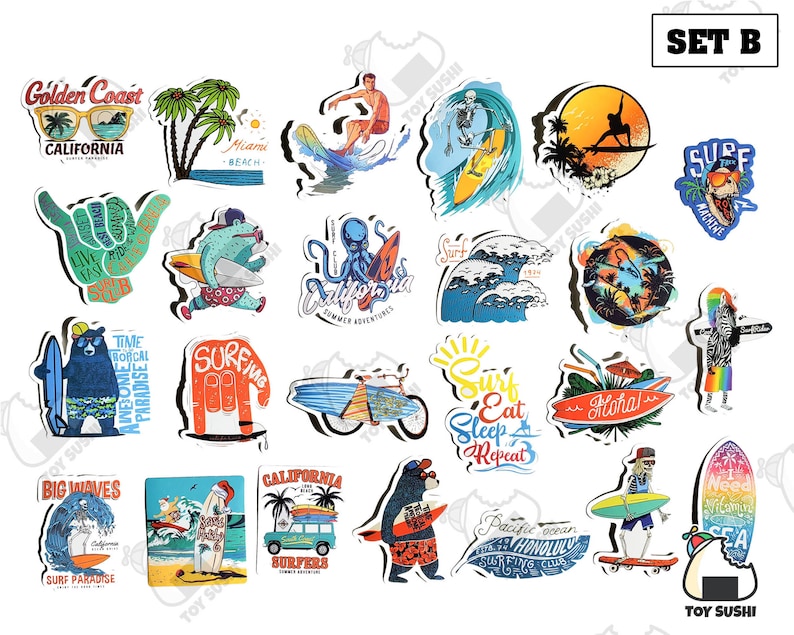 50 Pcs surfing Sticker Pack Beach Hawaii - Etsy