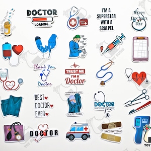 50 Pcs "doctor" Sticker Pack | Stethoscope | Doctor's Note | Healthcare ...