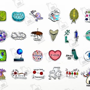 50 Pcs "biology" Sticker Pack | DNA | Microbiology | Marine Biology ...