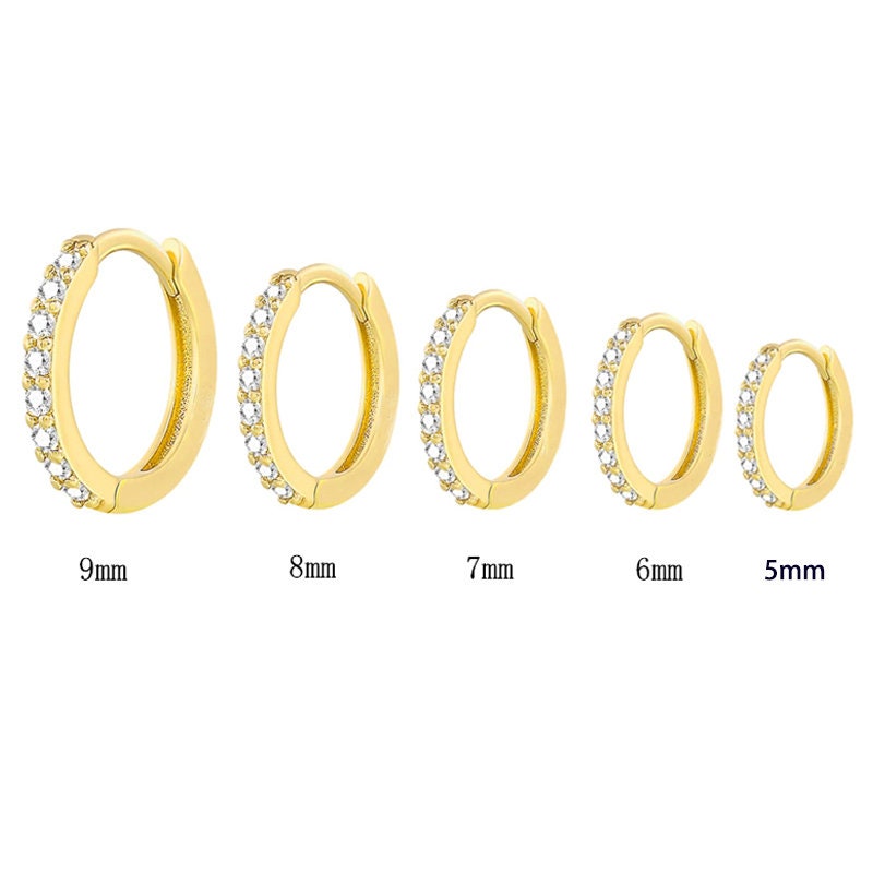 Dainty CZ Huggie Hoops 5mm 6mm 7mm 8mm 9mm Stackable Tiny - Etsy