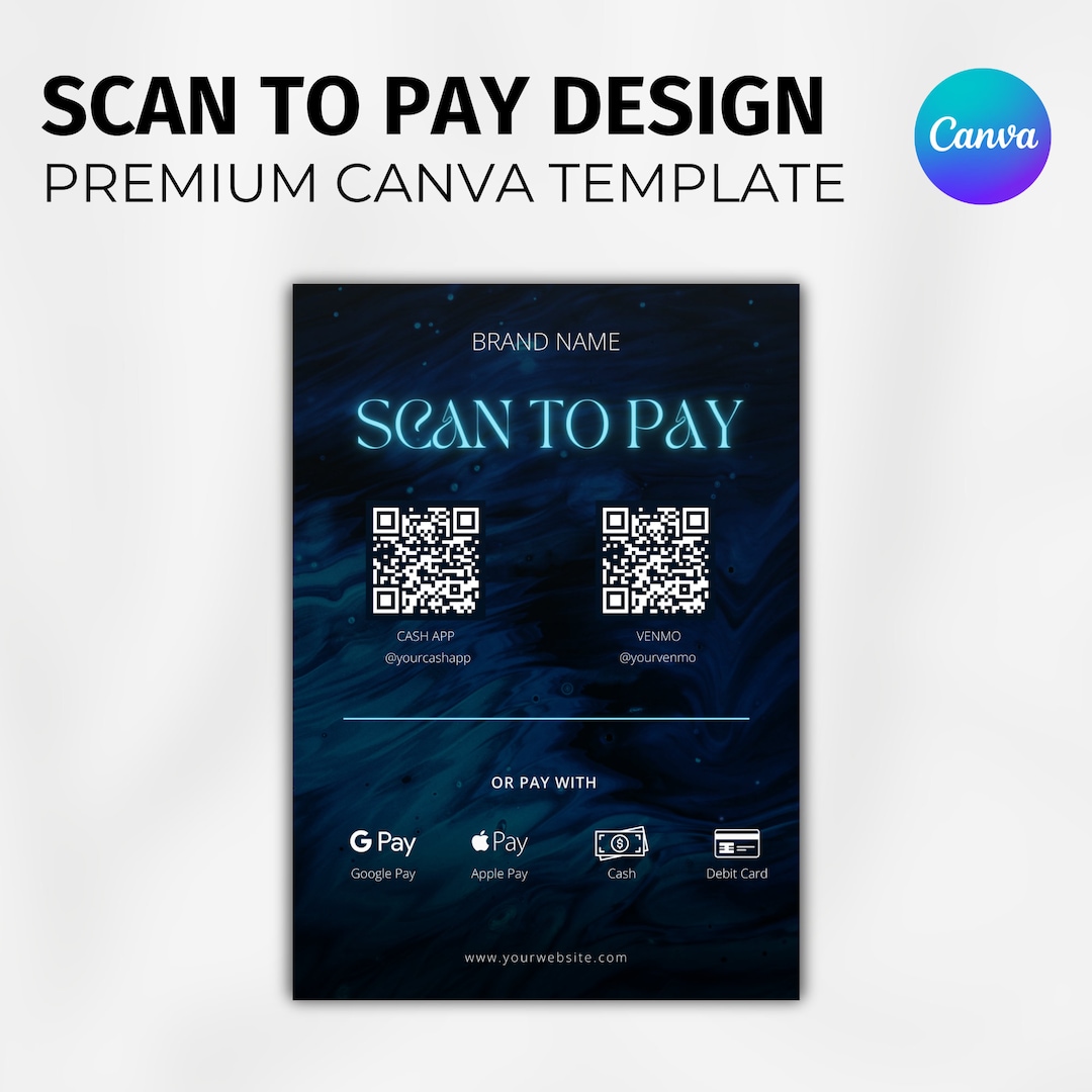 Scan to Pay Template for Canva, Venmo QR Code Sign, Payment Sign BN01 ...