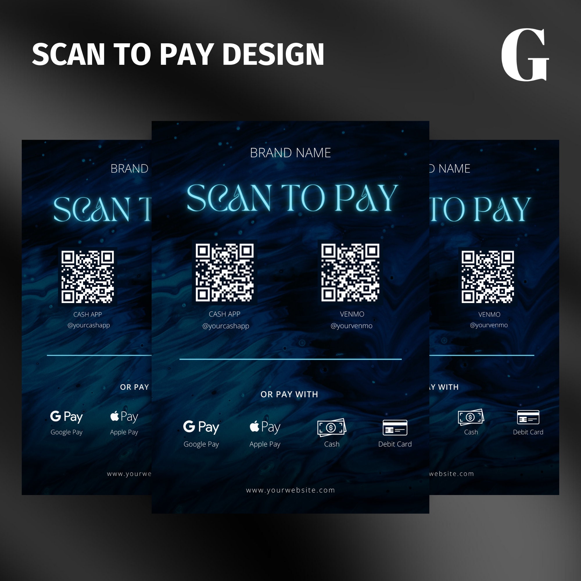 Scan to Pay Template for Canva, Venmo QR Code Sign, Payment Sign BN01 ...