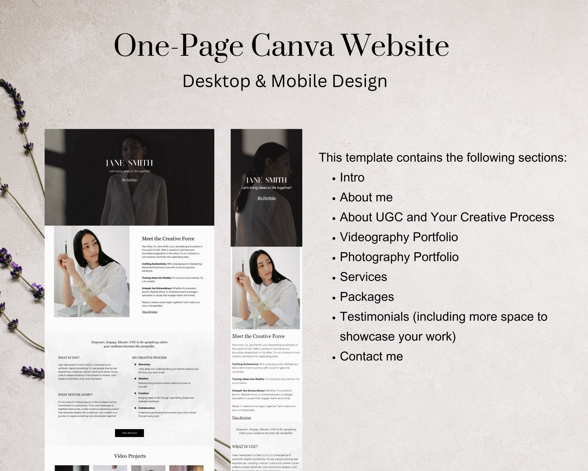UGC Portfolio Template for Canva UGC Canva Website Template - Etsy