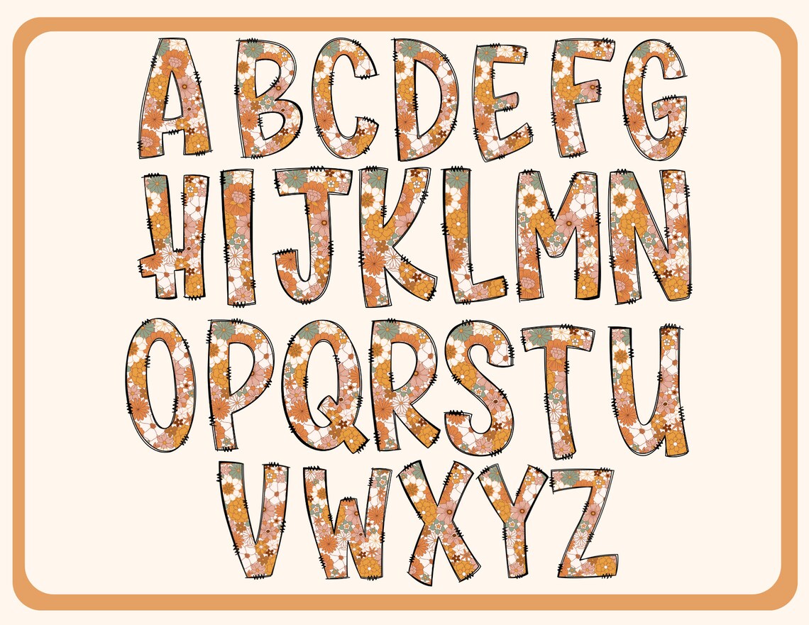 Boho Floral Alphabet Letters PNG Bundle, Boho Flower Watercolor, Hand ...