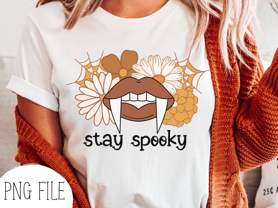 Stay Spooky Vampire Floral PNG - Groovy Western PNG - Retro Halloween ...