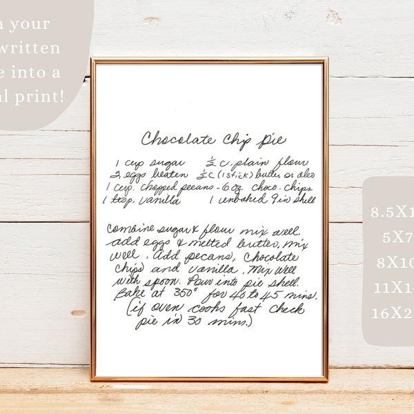 Handwritten Recipe - Etsy